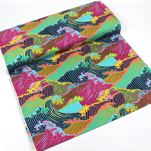 The Great Wave Collage Hokusai Fabric by Alexander Henry - modes4u