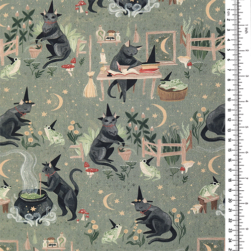 Goblincore Cats Witchcraft Frogs Fabric by Dear Stella - modes4u