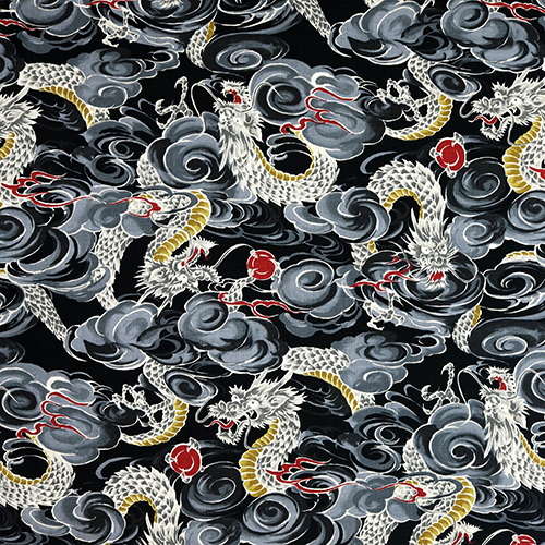 Todoroki Japanese Dragons Fabric by Kokka - modes4u
