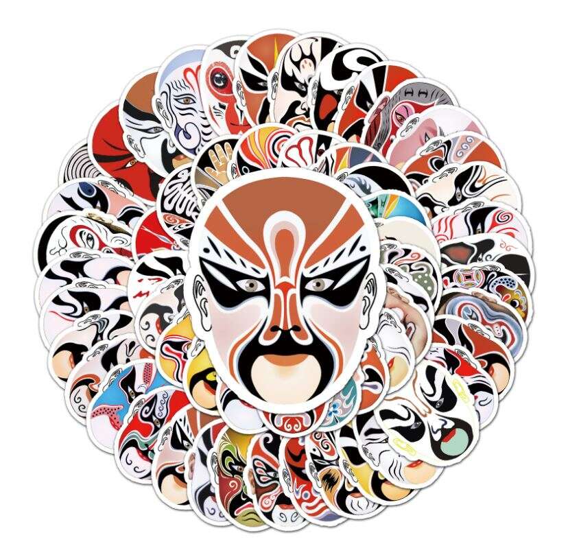 59 unique cultural designs Chinese opera masksi diecut sticker pack ...