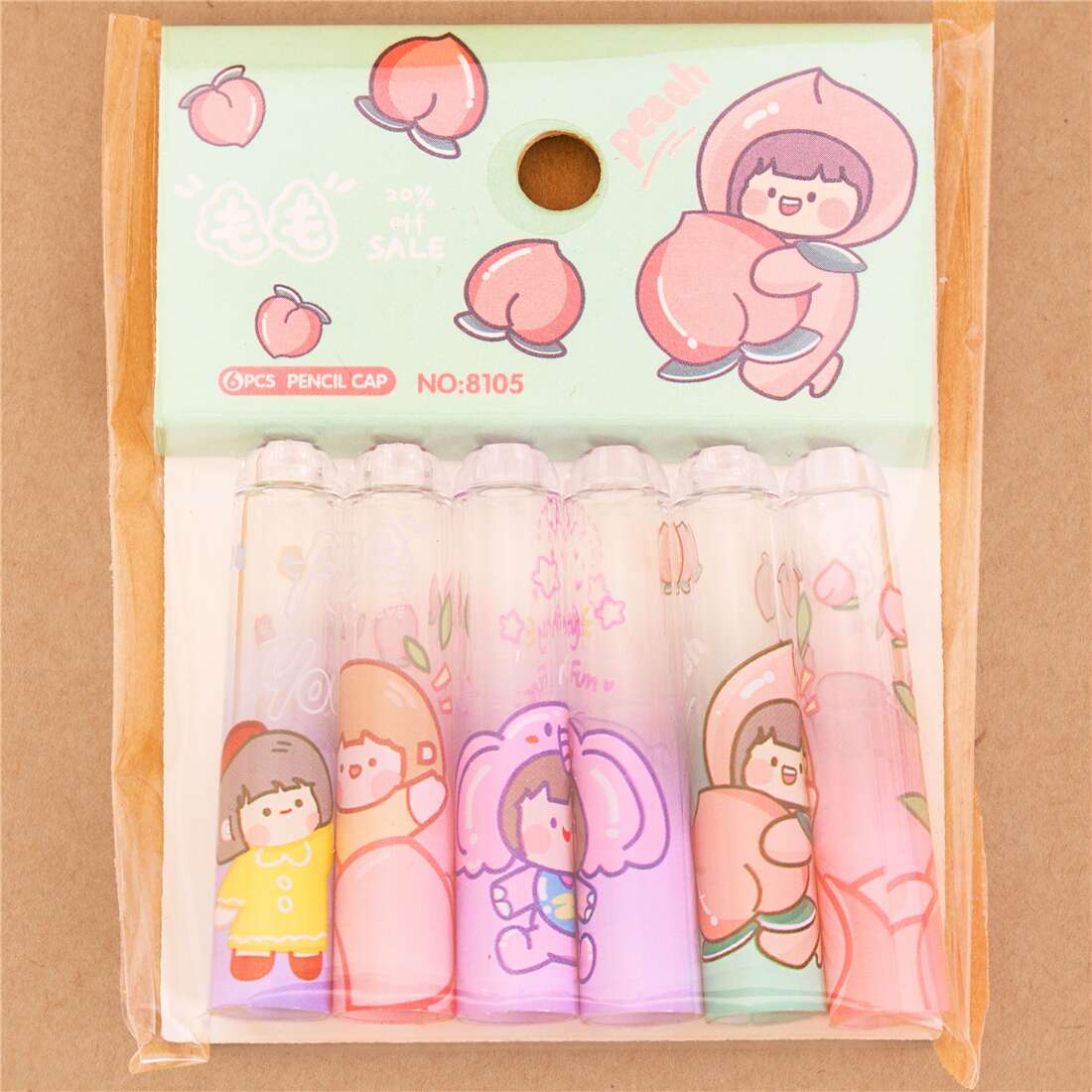 6 pack pencil caps pastel cute costumes child characters - modes4u