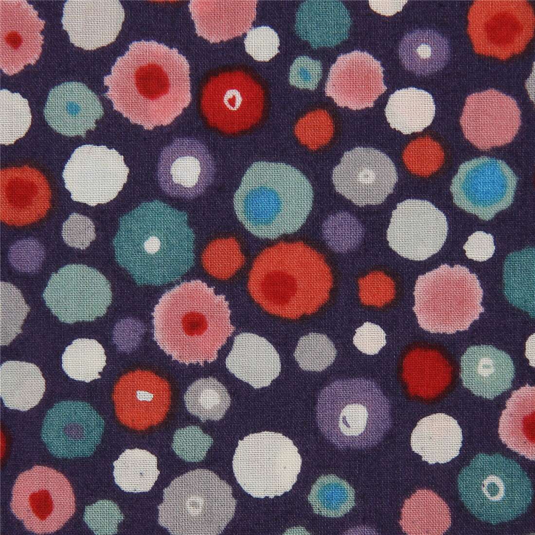 Alexander Henry dark purple lawn fabric with small colorful flowers ...