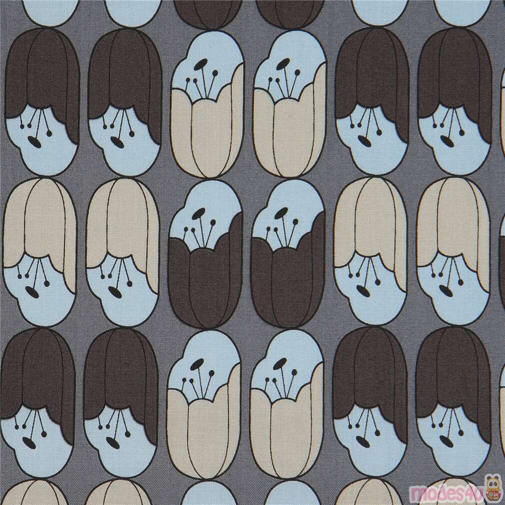 Alexander Henry fabric in grey flower bulb fabric Fabric by Alexander ...