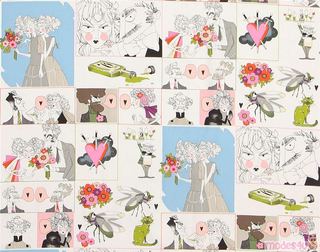Alexander Henry ghastlies love fabric in white Fabric by Alexander ...