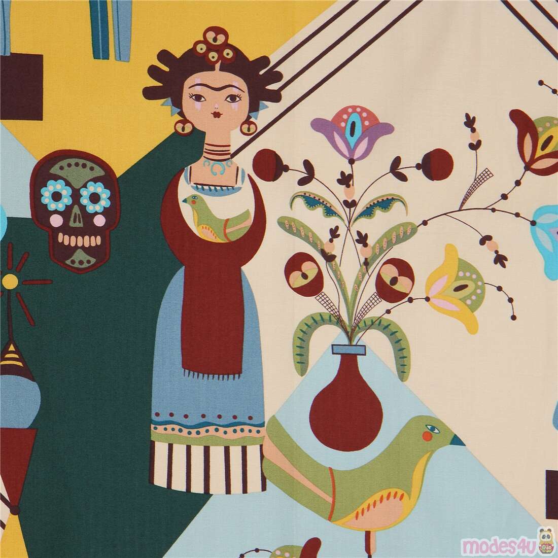 Alexander Henry tela verde con arte abstracto y Frida Fabric by ...