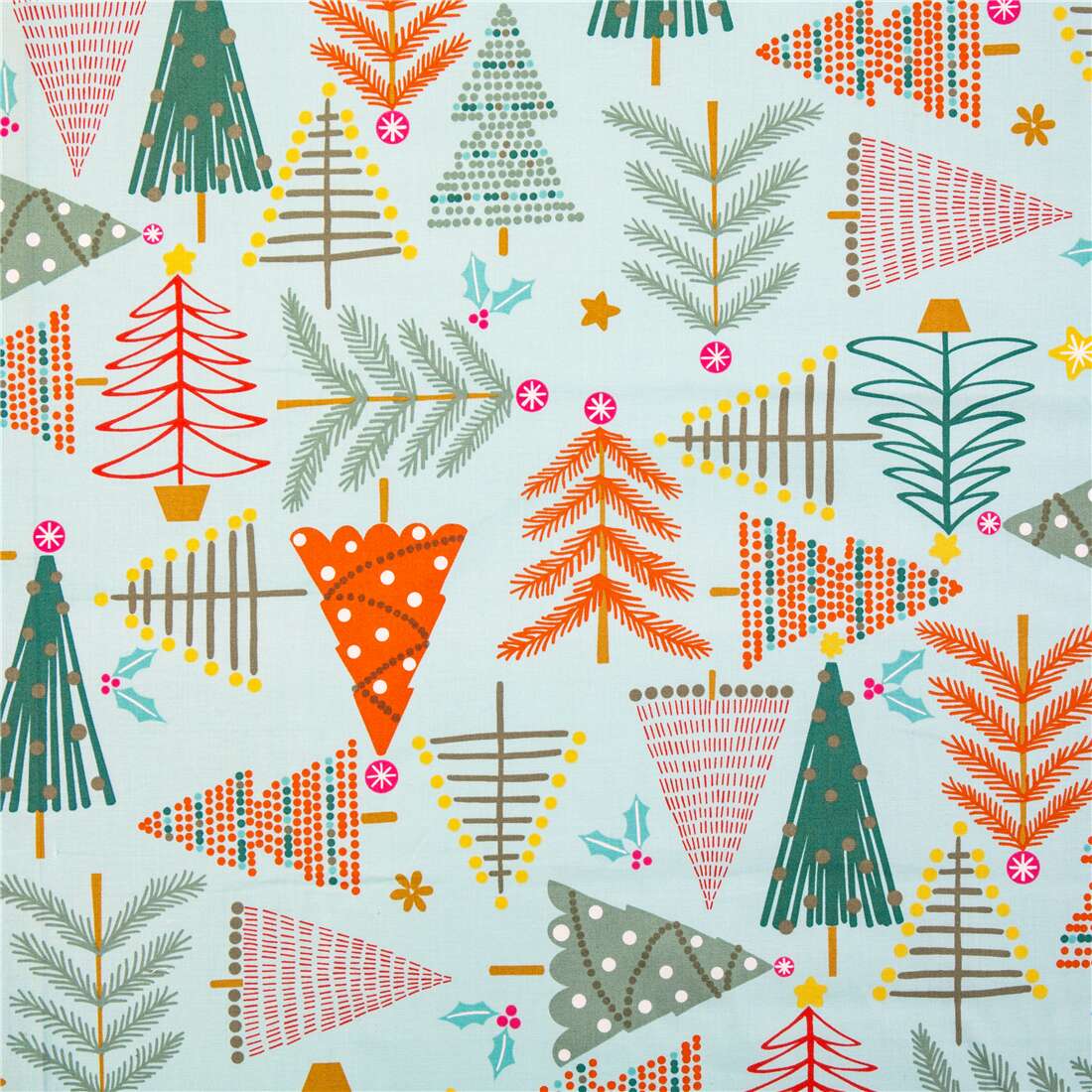 Holiday Pines Colourful Christmas Trees Fabric by Alexander Henry - modes4u