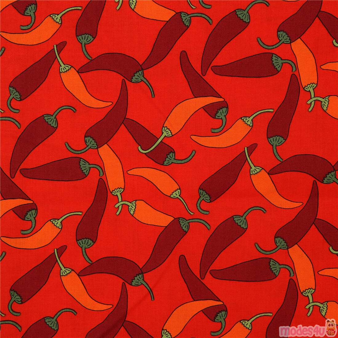 Alexander Henry red-orange fabric with tossed chili Fabric by Alexander ...