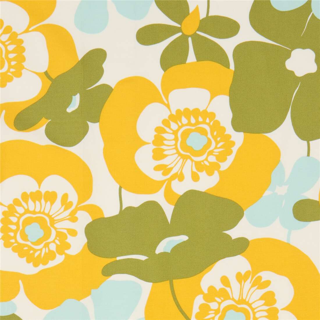 Alexander Henry white heavy oxford fabric with big flowers Fabric by ...