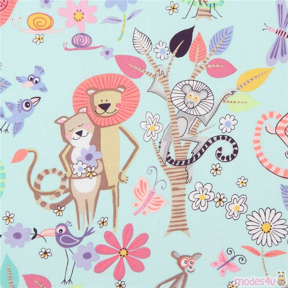 Remnant 20 cm - Alexander Henry wild animal fabric in mint green - modeS4u