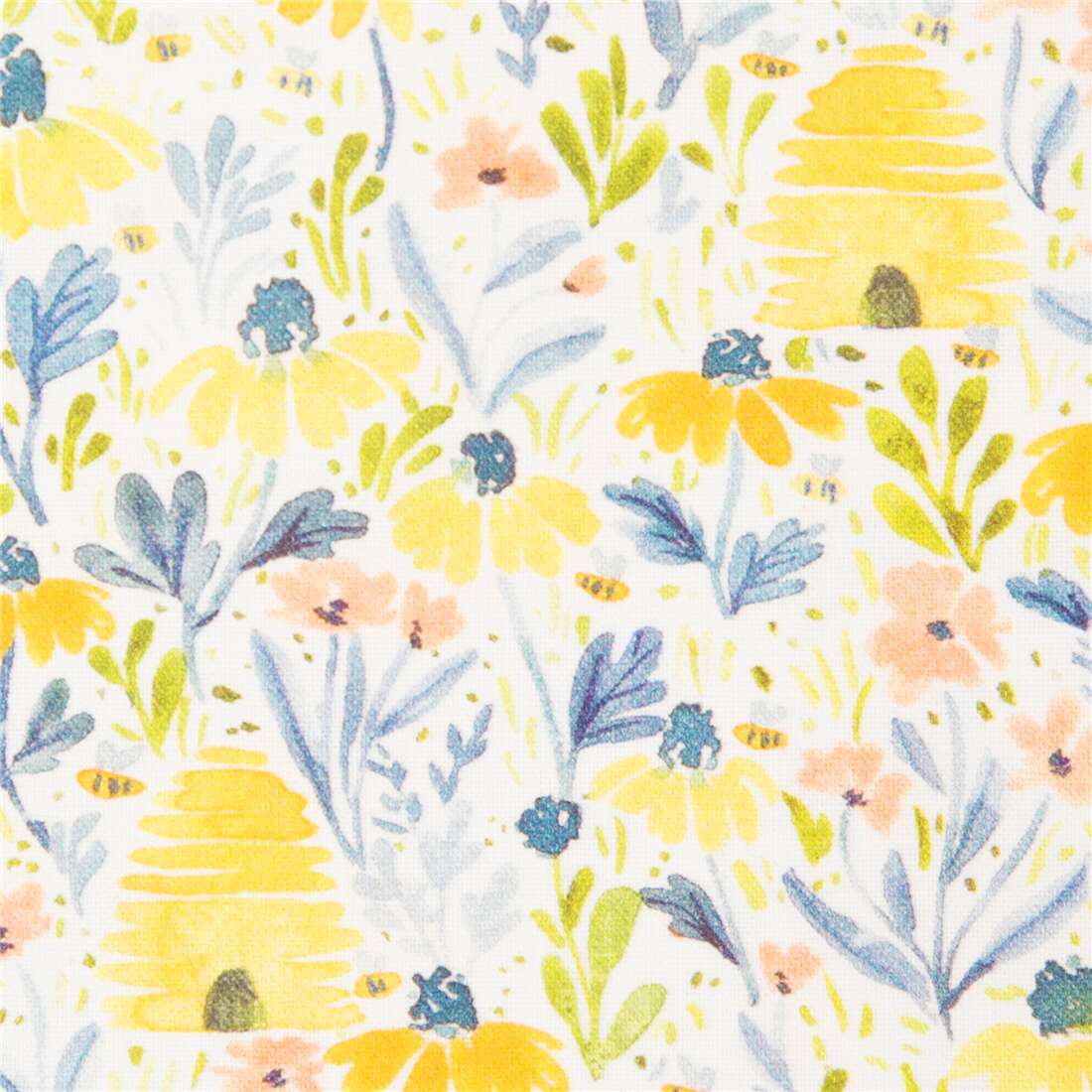 Watercolour Beehive Bees Flowers Floral Fabric by Dear Stella - modes4u