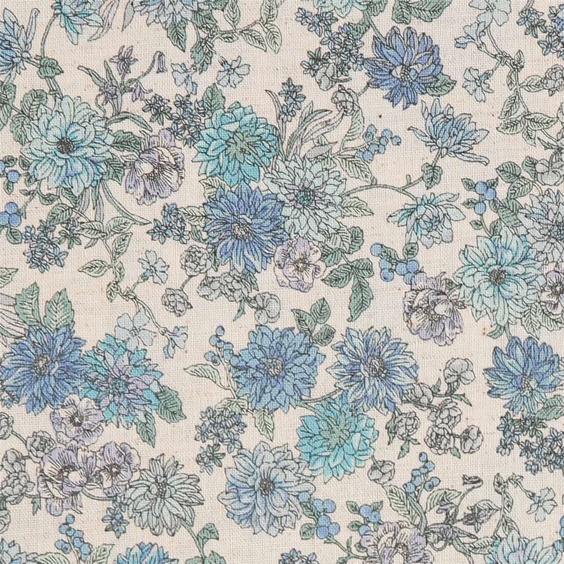 Fat Quarter (50 x 55 cm) - Blue floral Cosmo cotton sheeting fabric ...