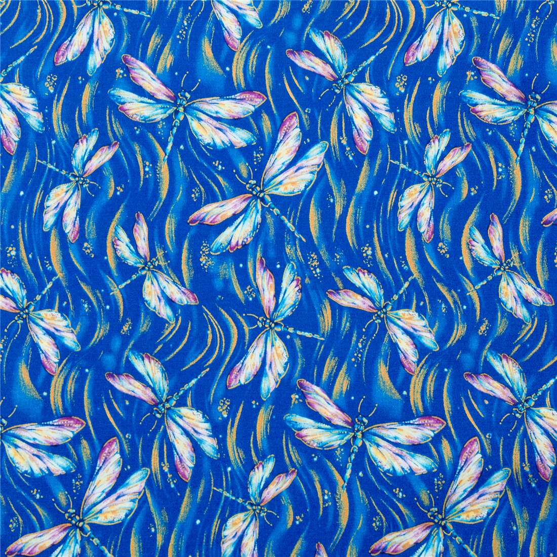 Blue pink yellow white dragonfly fabric Timeless Treasures Fabric by ...