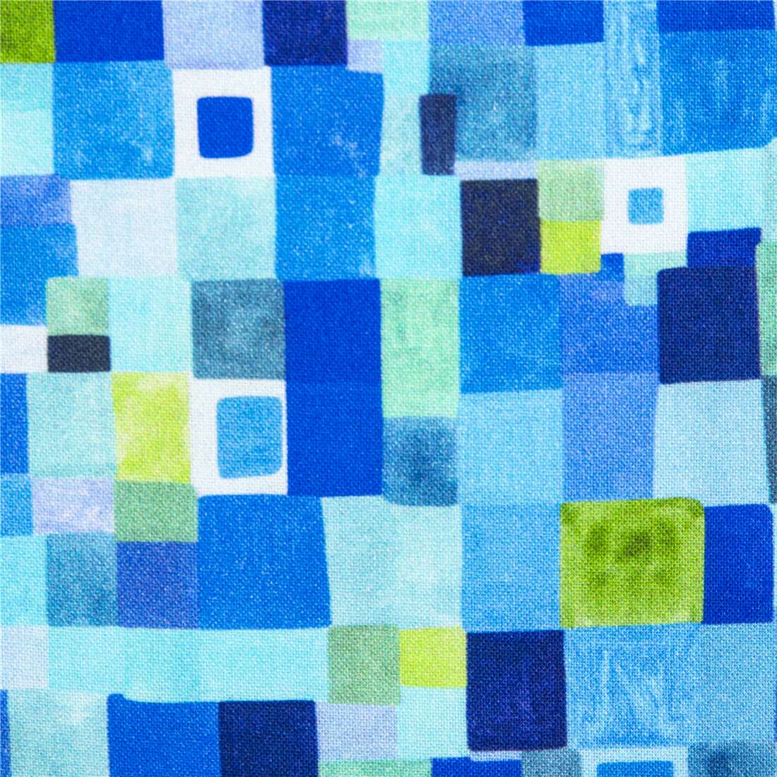 Harmony Blue Shades Irregular Checker Fabric by Michael Miller - modes4u