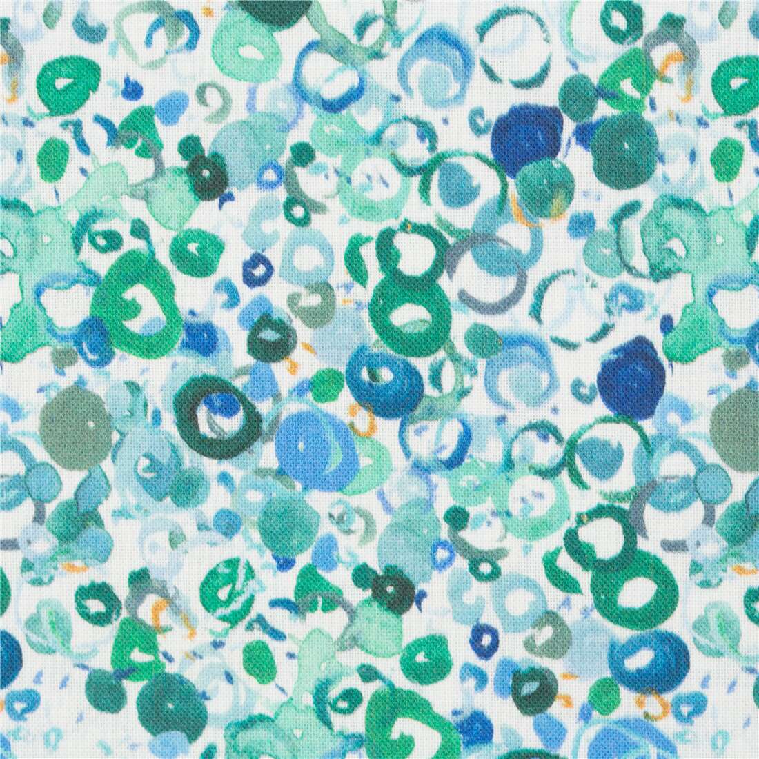 Bubble pattern blue green paint on cotton fabric Dear Stella Fabric by ...