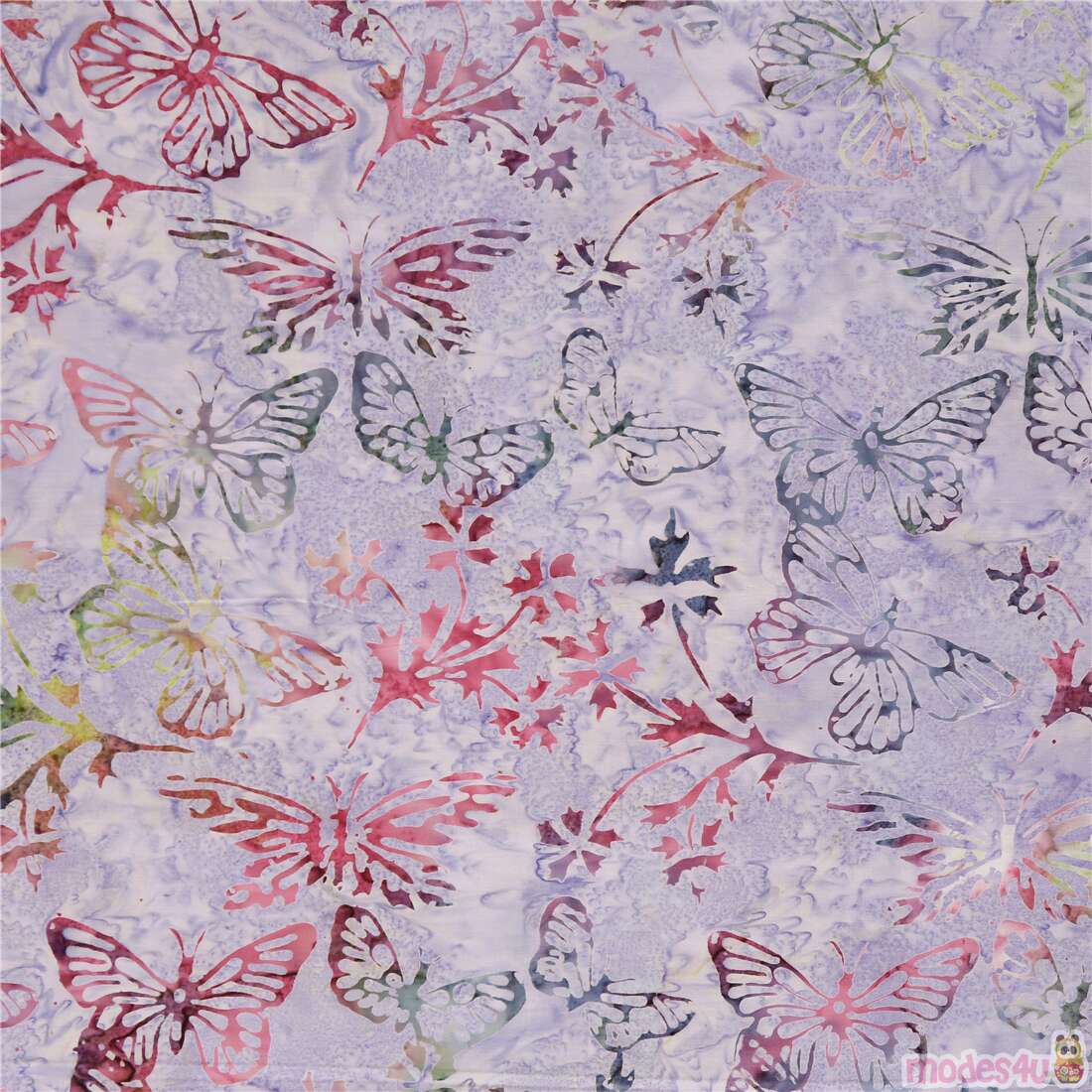Butterfly flower Timeless Treasures lilac purple batik fabric Fabric by ...