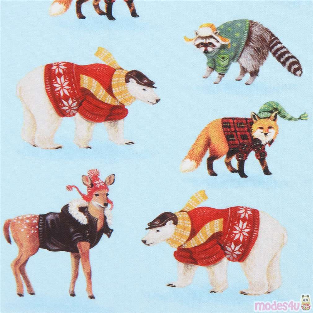 Remnant 47 cm - Christmas animal fabric by Robert Kaufman - modes4u