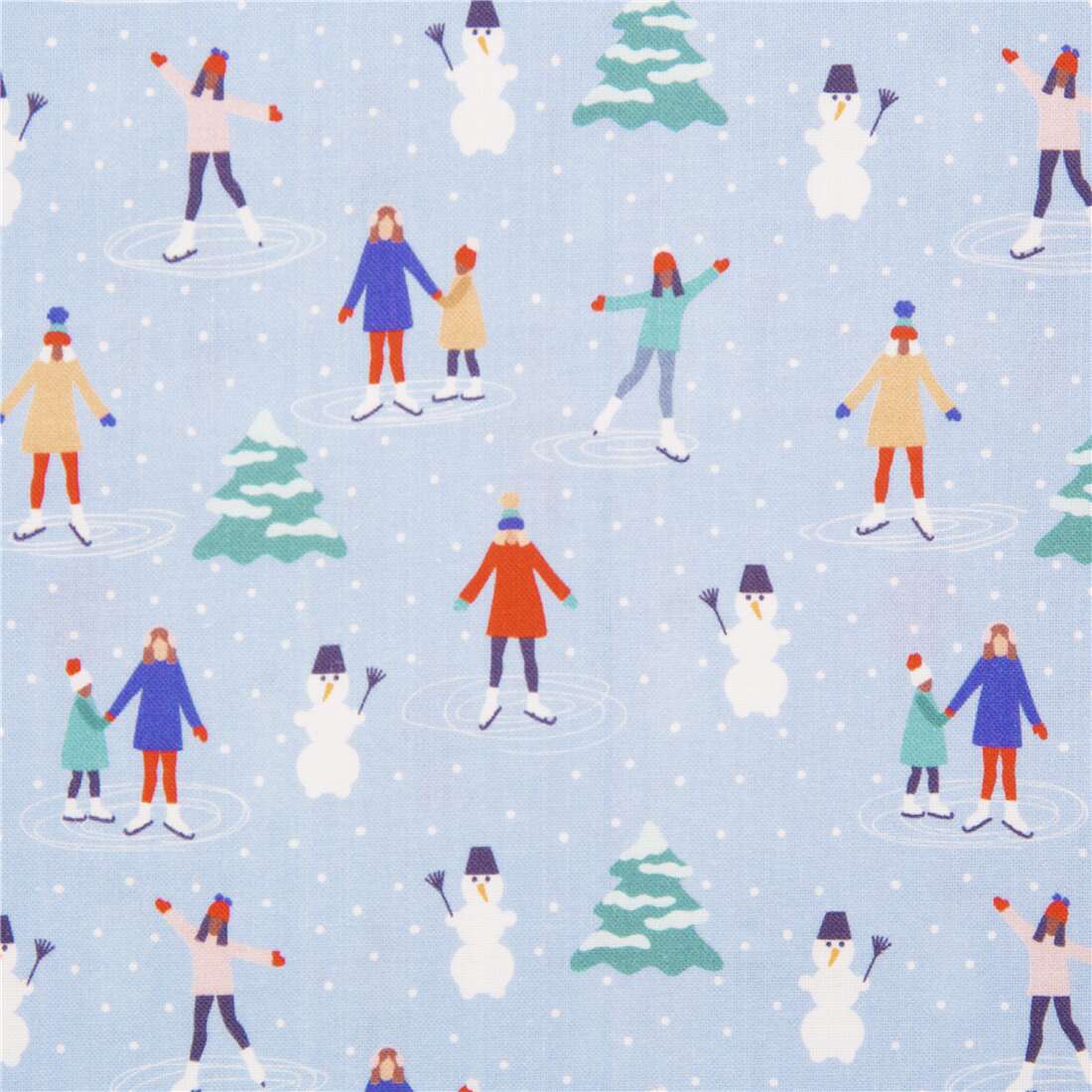 Wintertime Christmas Ice Skating Fabric by Quilting Treasures - modes4u
