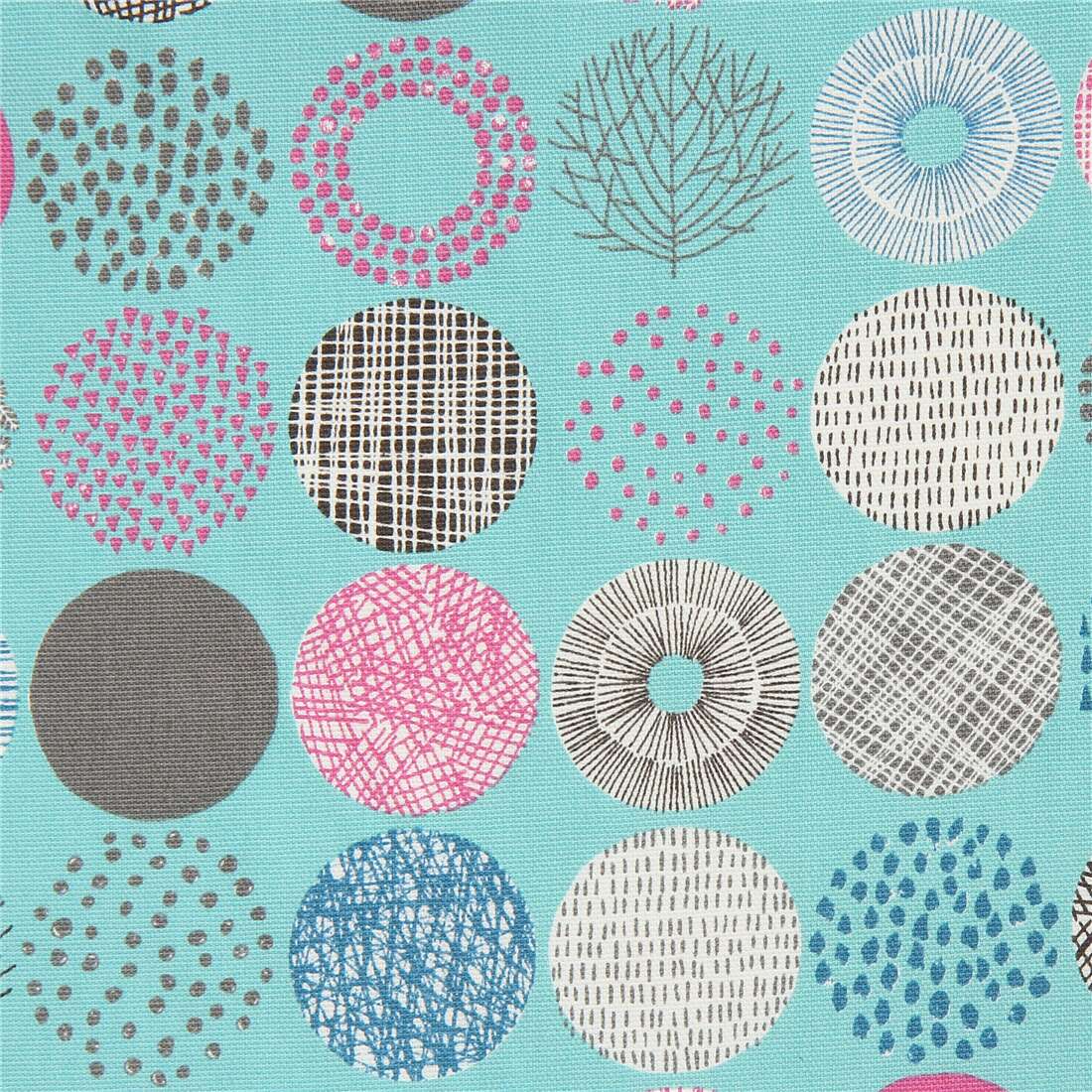 Cosmo circle shape oxford fabric in turquoise Fabric by Cosmo - modes4u