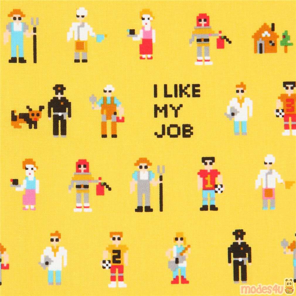 Cosmo fabric with pixel people in yellow Fabric by Cosmo - modes4u