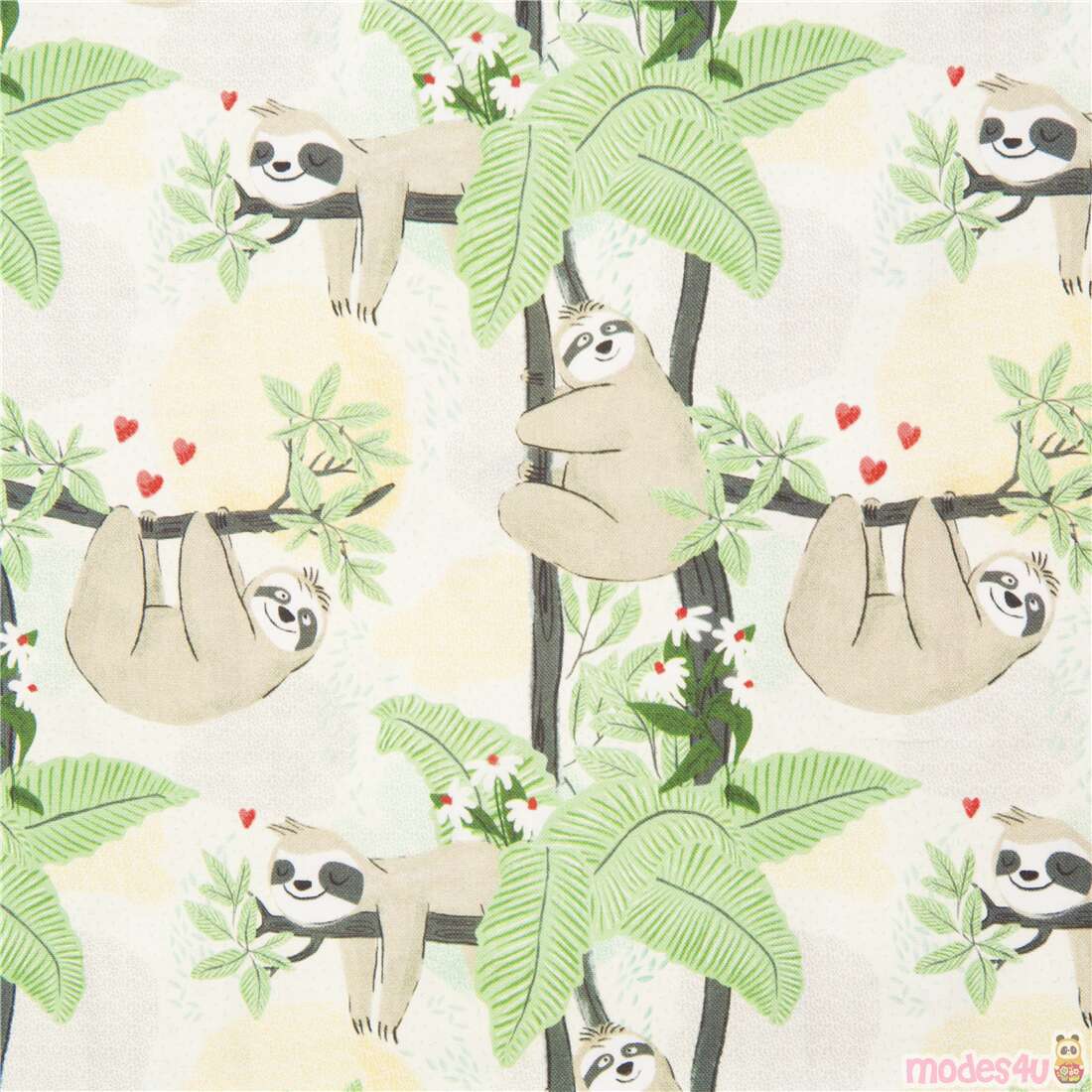Cosy Checker Branch Sleepy Sloths Fabric by Timeless Treasures - modes4u