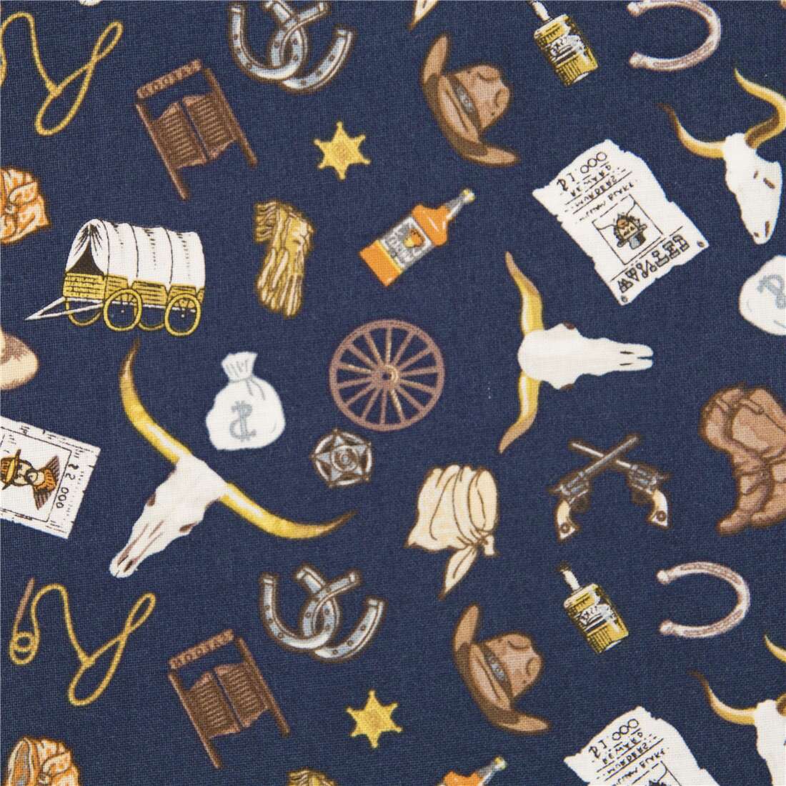 The Wild West Cowboy Bison Skull Western Fabric by Dear Stella - modes4u