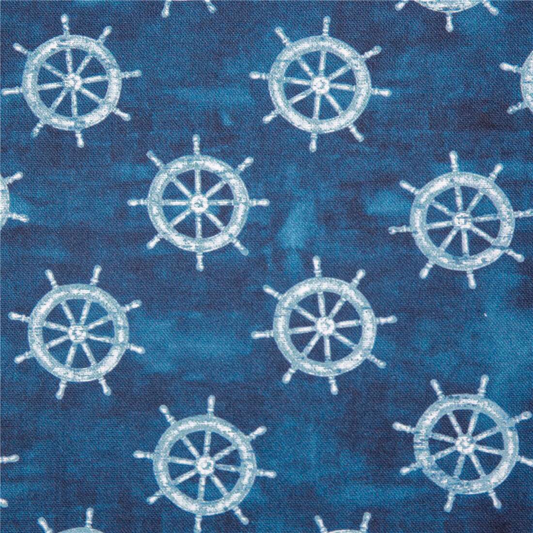 Inky Dark Blue Nautical Ship Wheels Fabric by Michael Miller - modes4u