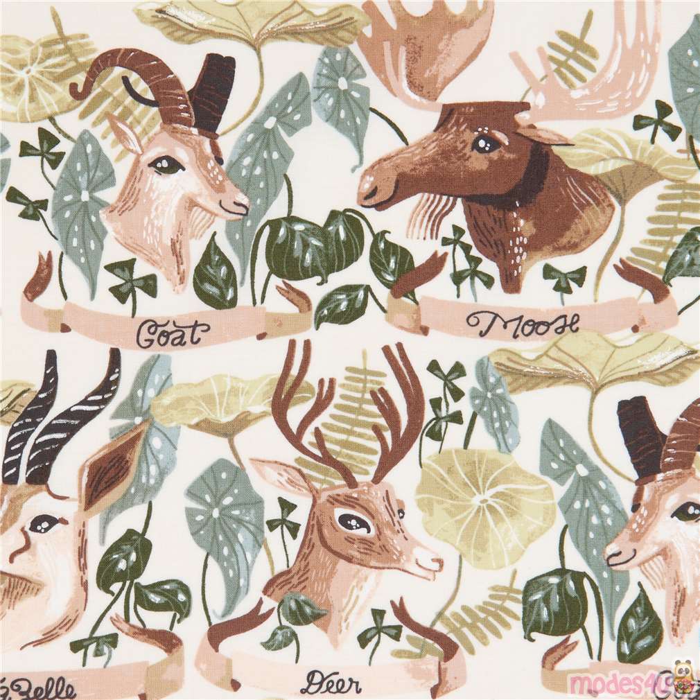 Dear Stella beige fabric with wild animals Fabric by Timeless Treasures - modes4u