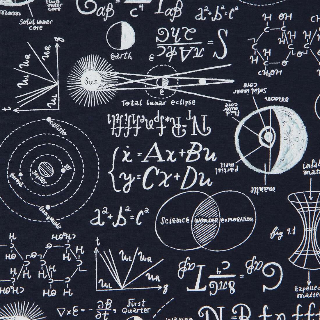 Dear Stella knit fabric science navy blue Fabric by Timeless Treasures ...