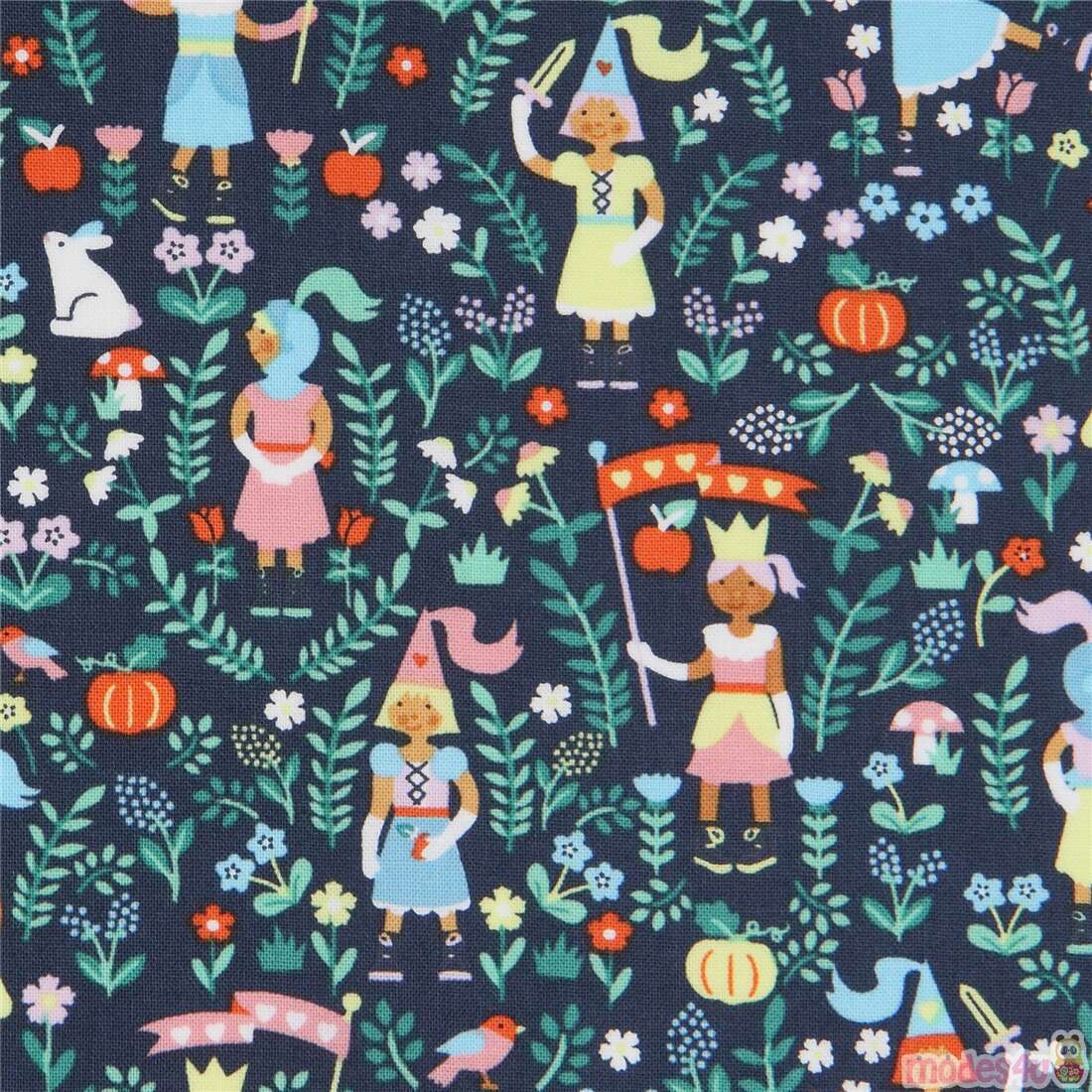 Fat Quarter (50 x 56 cm) - Dear Stella navy blue fairy tale fabric with ...