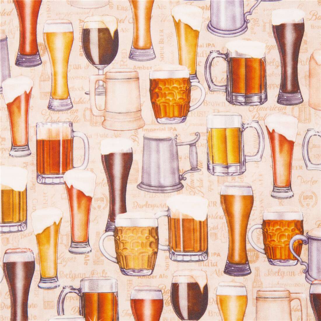 Tela de bebidas en algodón beis QT Fabrics vaso jarra de cerveza Fabric ...