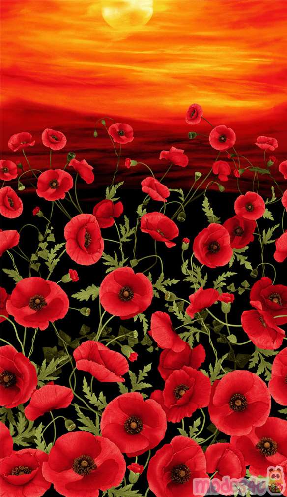 Faulty - Timeless Treasures poppy flower panel fabric - modes4u