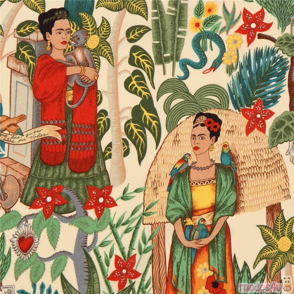 Remnant (48 x 114 cm) - Frida fabric Mexico garden by Alexander Henry ...