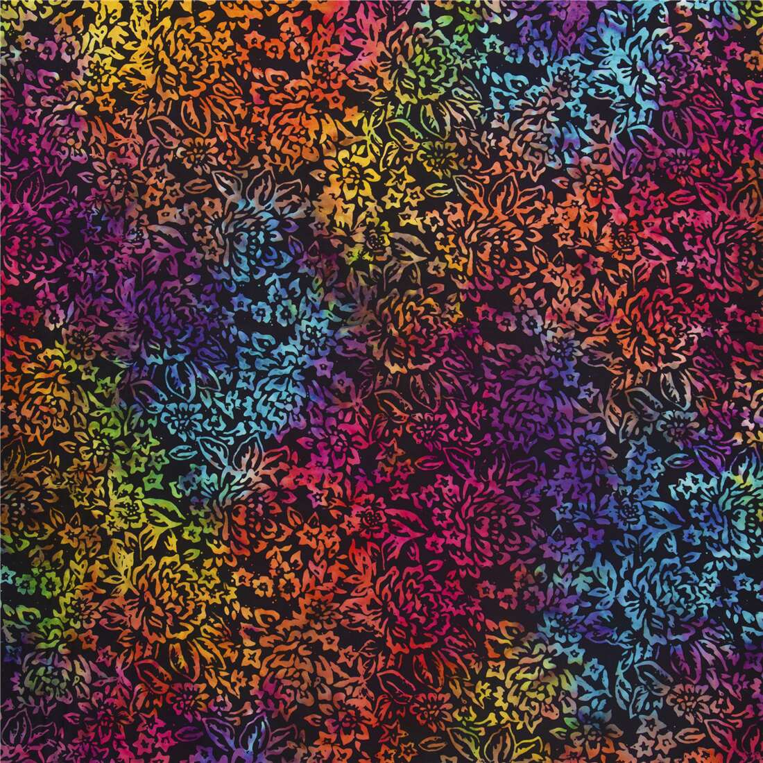 Gradient Rainbow Batik Tie Dye Fabric Black Flower Extra Wide Timeless Gradient Rainbow Batik Tie Dye Fabric Black Flower Extra Wide Timeless
