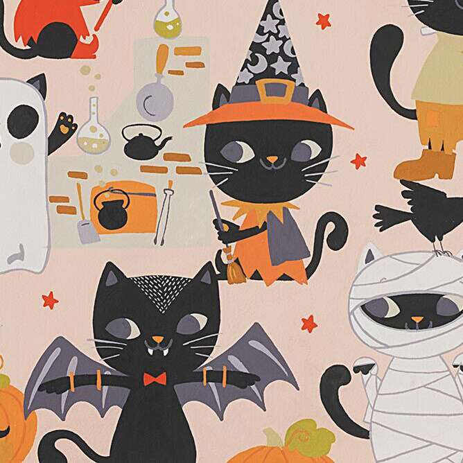 Haunted House Halloween Costume Cats Fabric by Alexander Henry - modes4u