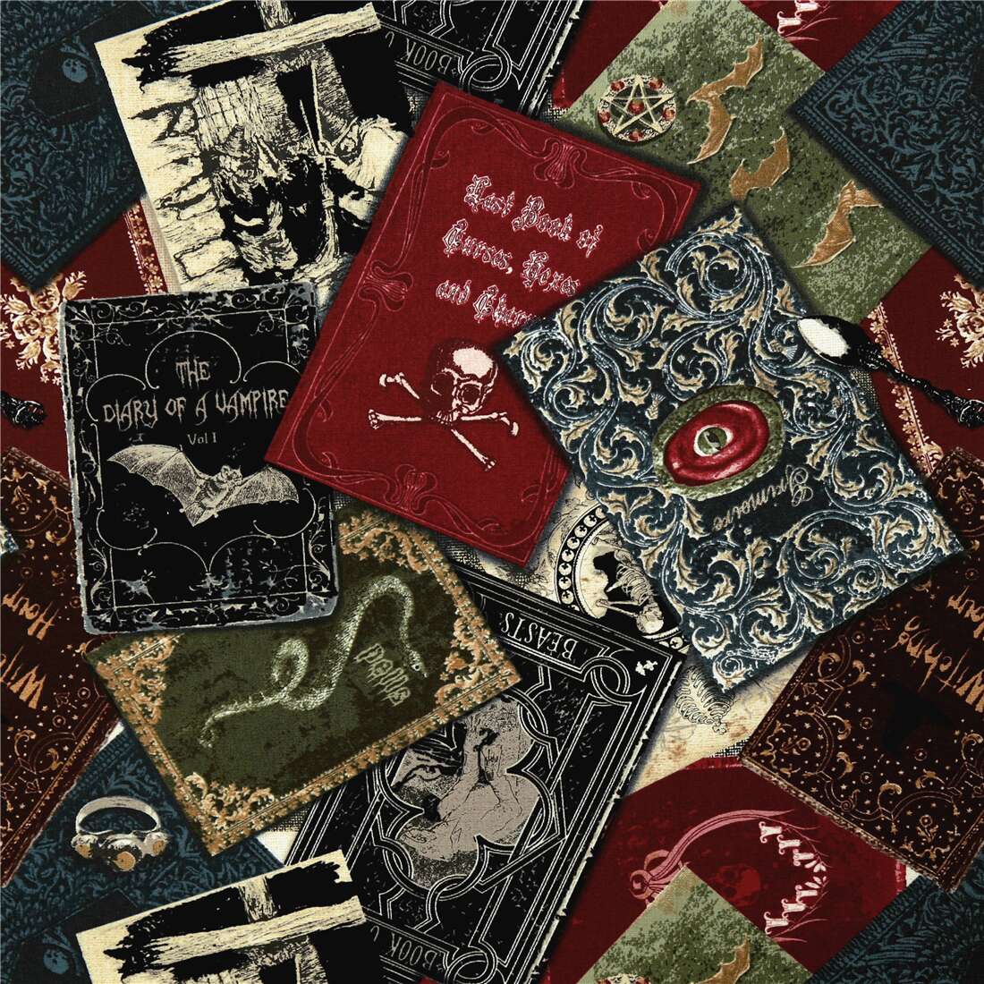 Halloween scary story book fabric by Timeless Treasures Fabric by ...