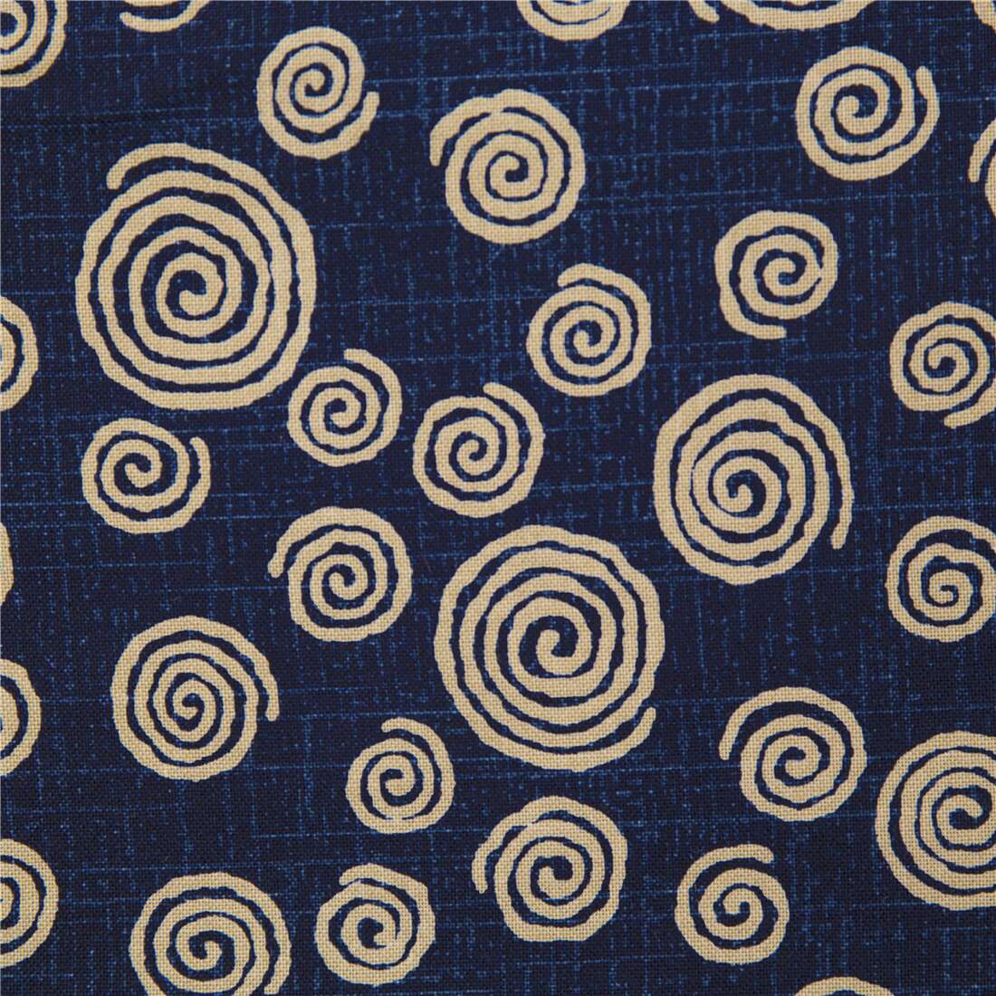 Tela algodón azul índigo con motivo tradicional de espirales de Japón ...