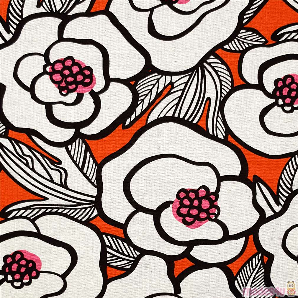 Fat Quarter (50 x 55 cm) - Japanese canvas fabric in red-orange with ...