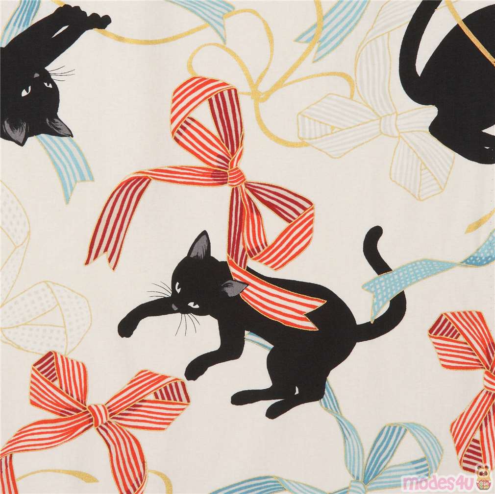 Tissu japonais Quilt Gate crème avec des chats Fabric by Cosmo - modeS4u