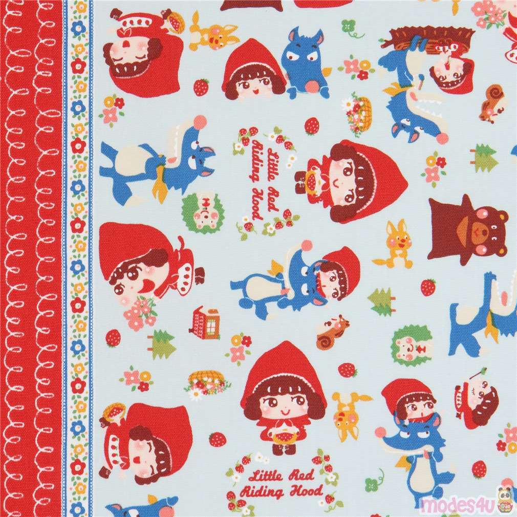 Japanese oxford fabric with Little Red Riding Hood Fabric by Japanese ...