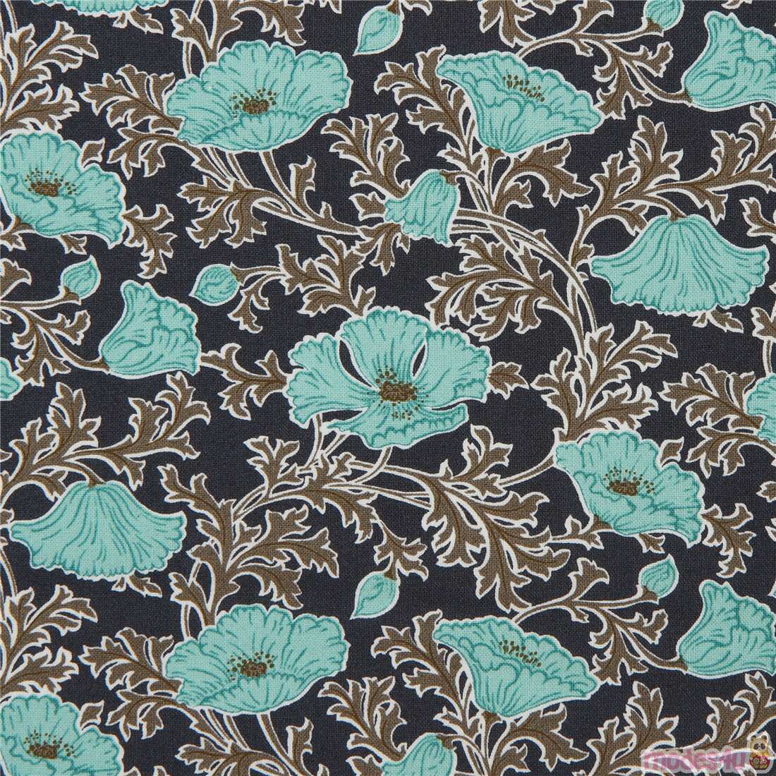 Liberty Fabrics dark grey allover poppy flower fabric Fabric by Liberty ...