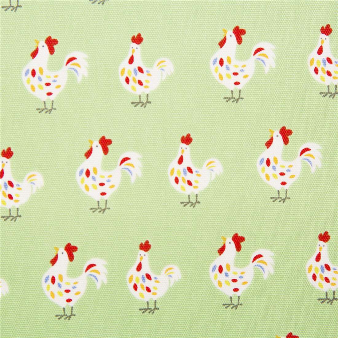 Cute Chickens Colourful Plumage in Rows Fabric by Kokka - modes4u