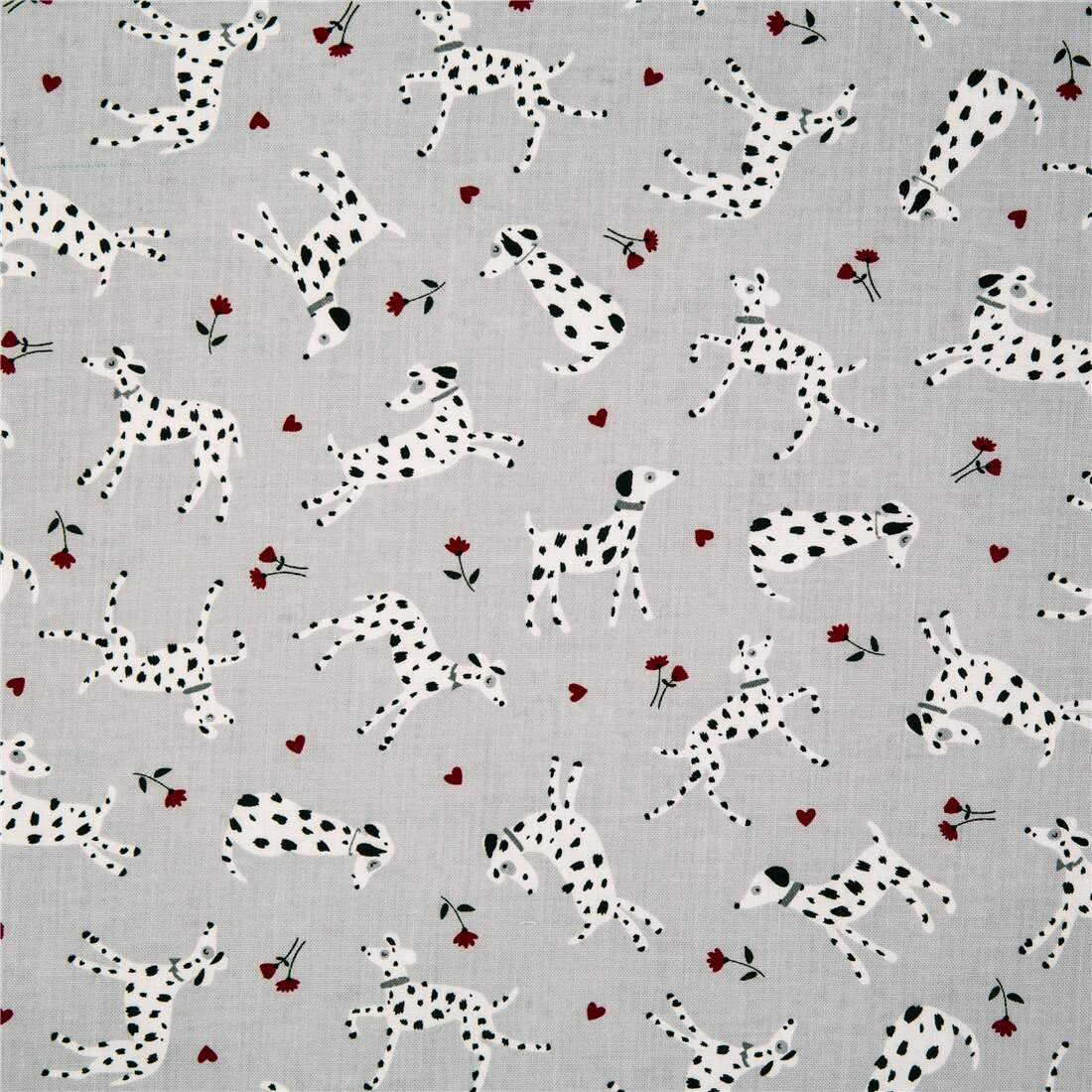 Dalmatians with Flowers Hearts Fabric by Michael Miller - modes4u