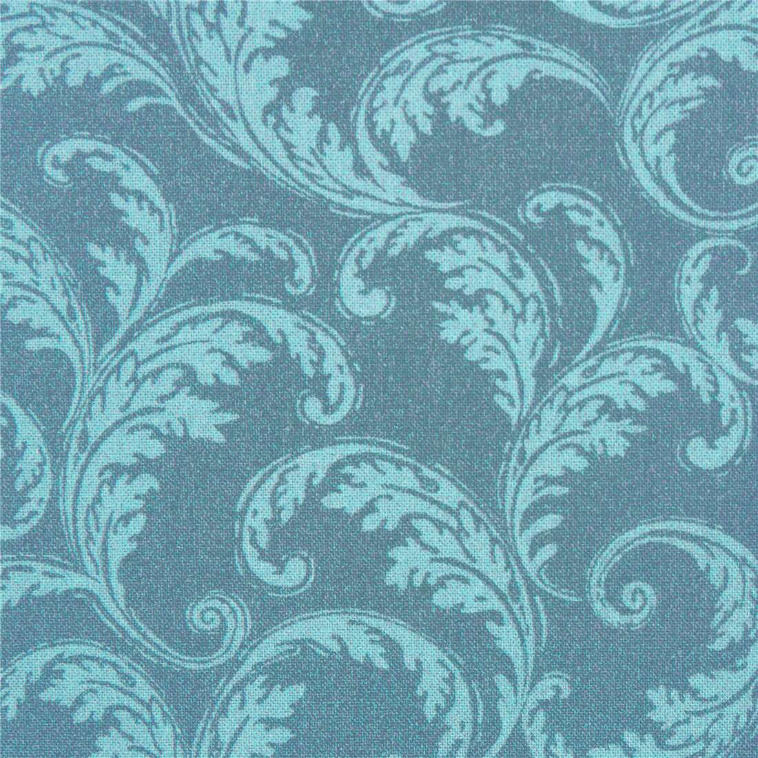 Michael Miller blue french scroll pattern on cotton fabric Fabric by ...