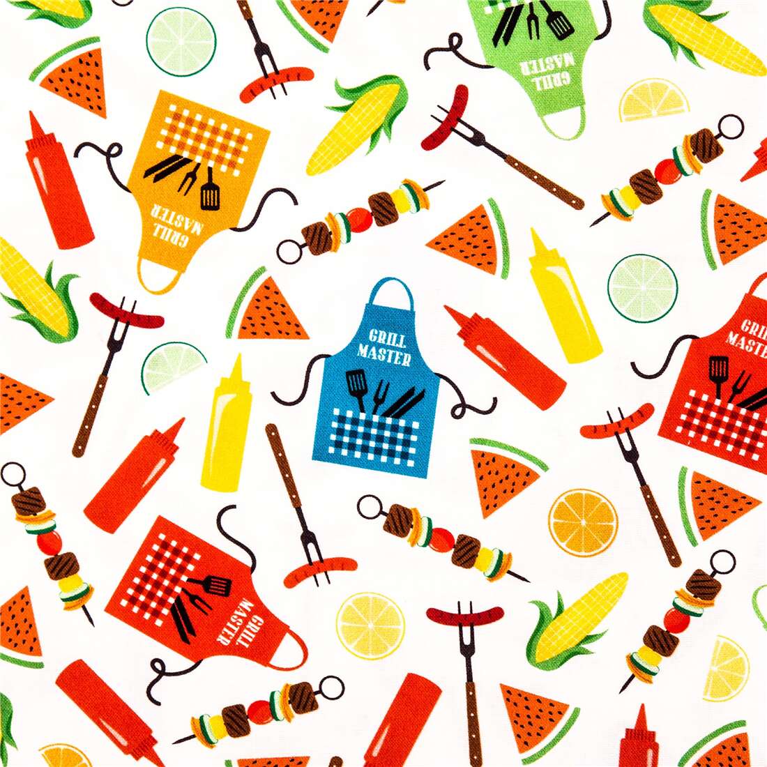 Best BBQ Ever Aprons Food Skewers Fabric by Michael Miller - modes4u