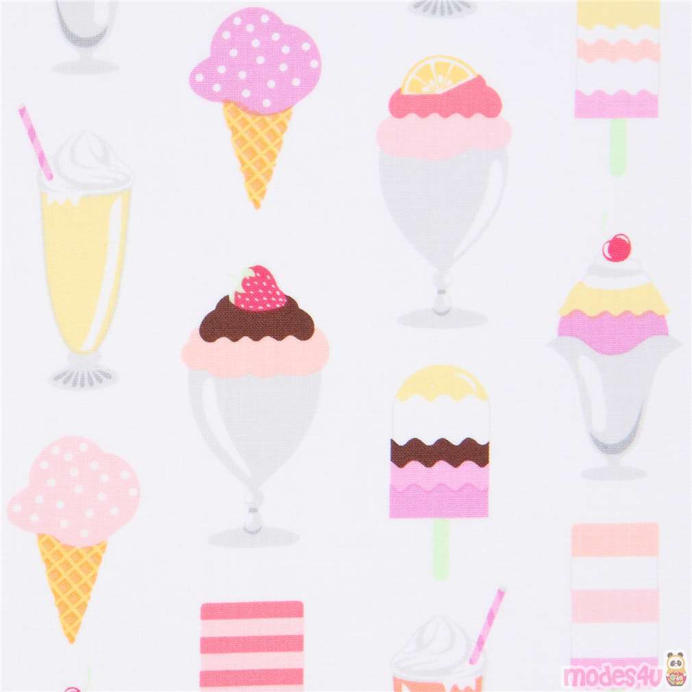 Michael Miller Purple Orange Ice Cream Dessert White Fabric Get The