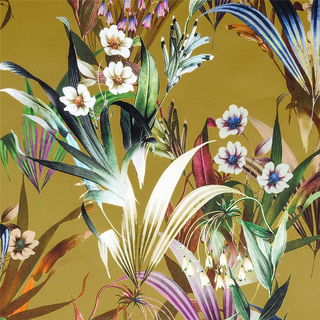 Multicolor flower print by Stof France mustard cotton fabric Fabric by ...