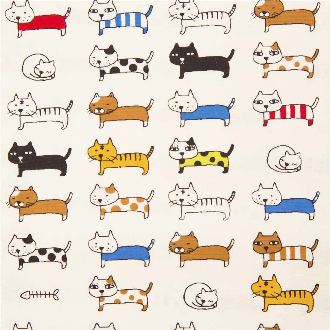 Natural colour cotton Japanese cats with colourful stripes different ...