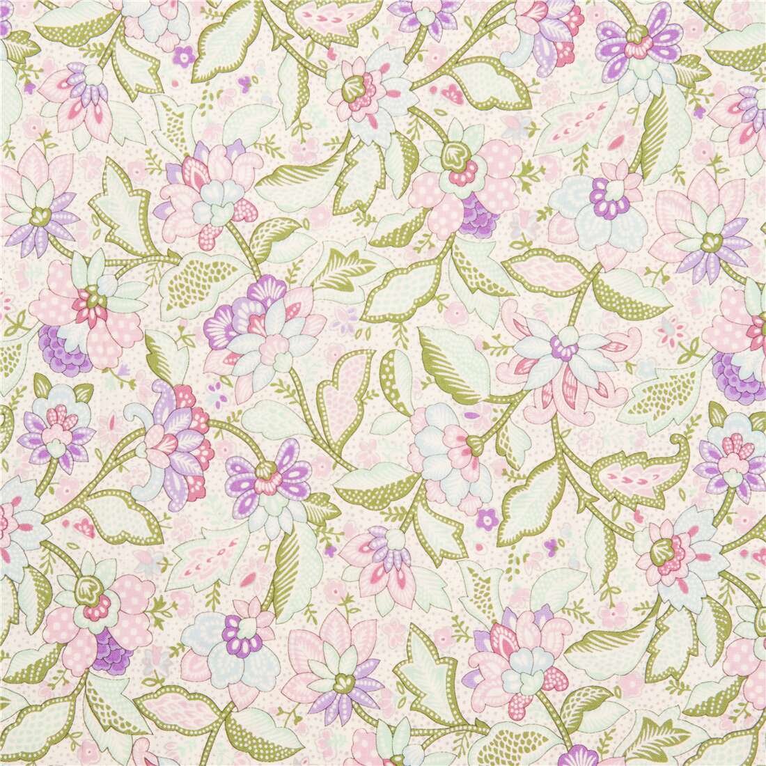 0.5 yards Pink Botanical Batik Fabric Materials Jewelry & Beauty Craft ...