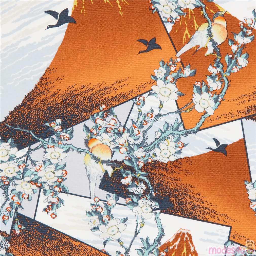 Oxford fabric rectangle mountain bird animal from Japan Fabric by ...