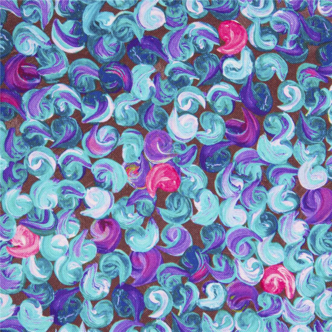 Painted dot fabric teal pink blue purple Quilting Treasures Fabric by ...